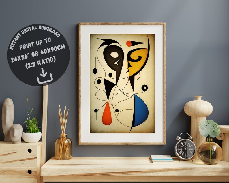 Picasso Meets Miro Printable Wall Art, Joan Miro Art Poster, Instant ...