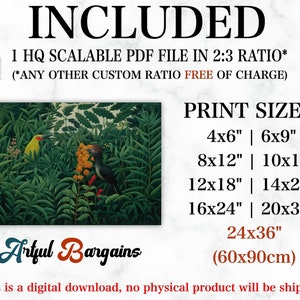 Exotic Bird Art Print, Henri Rousseau Art, Rousseau Inspired Printable ...