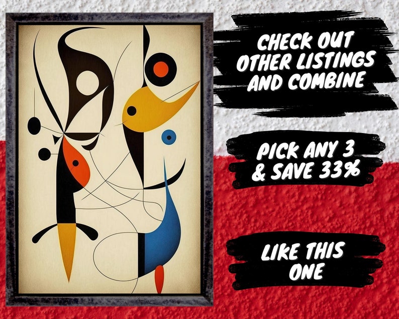 Miró Meets Picasso Printable Wall Art, Joan Miro Art Poster, Instant Digital Download, Abstract ...