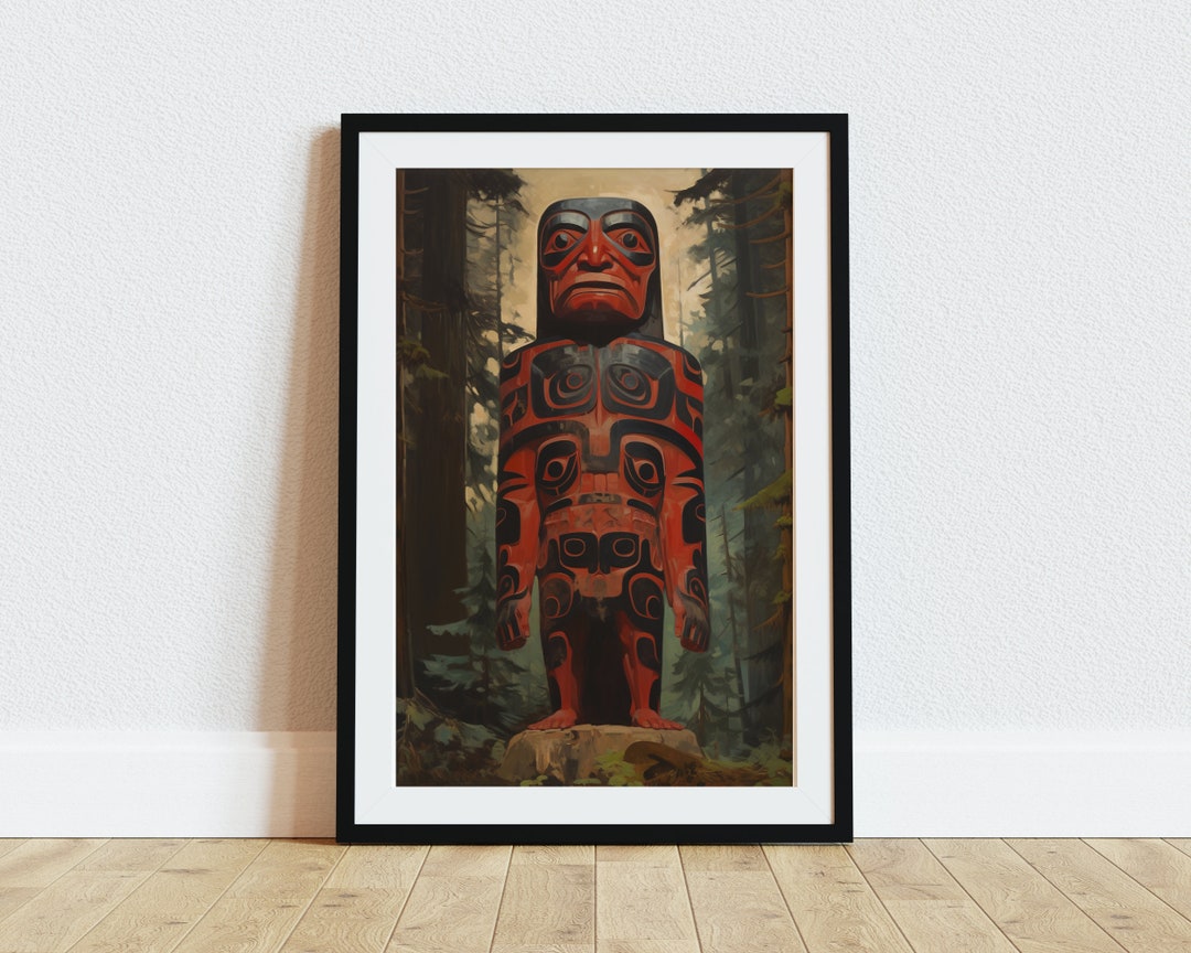 Haida Tribal Art Sasquatch Print, Bigfoot Statue, Pacific Northwest ...