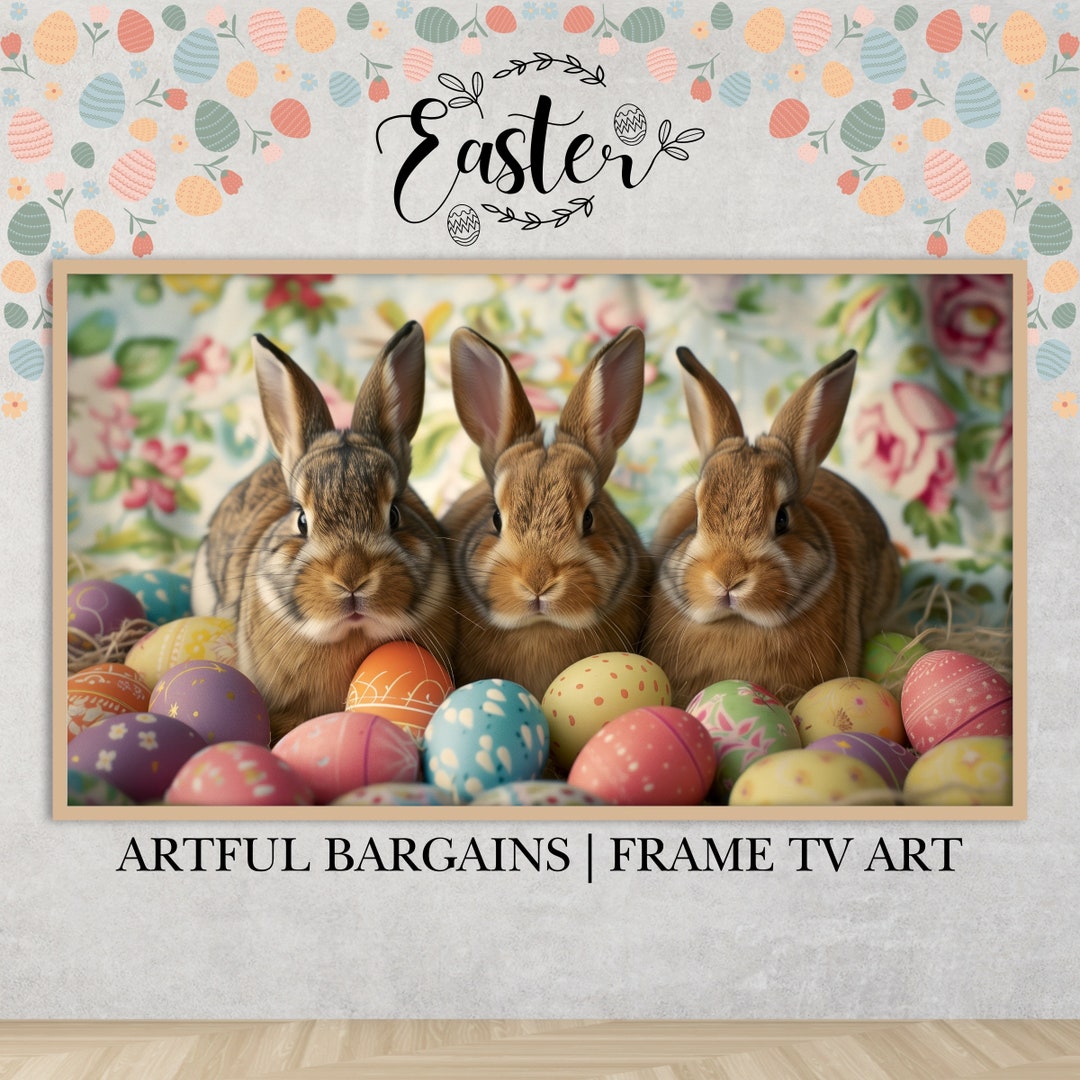 Frame TV Art Easter, Bunny Frame TV Art, Art for Frame TV, Easter Bunny ...