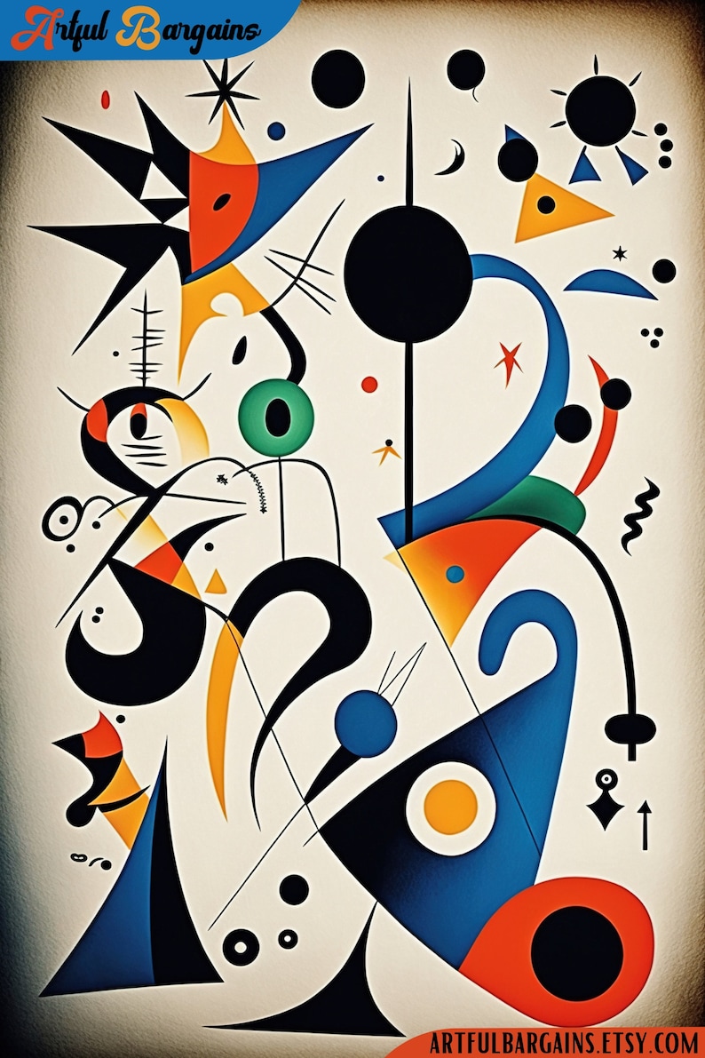 Joan Miro Art Print, Miro Inspired Printable Wall Art, Miro Poster, Instant Digital Download ...