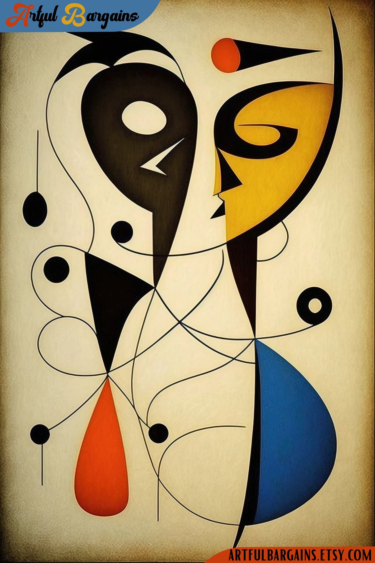 Picasso Meets Miro Printable Wall Art, Joan Miro Art Poster, Instant ...