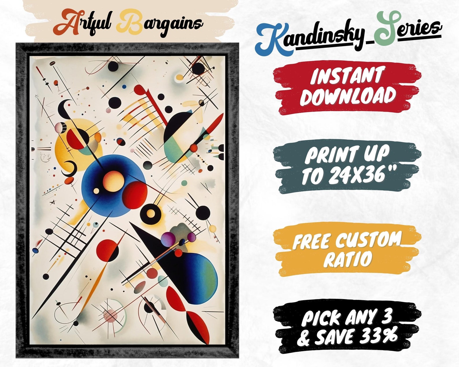 Kandinsky Art Print, Kandinsky Poster, Bauhaus, Kandinsky Inspired ...