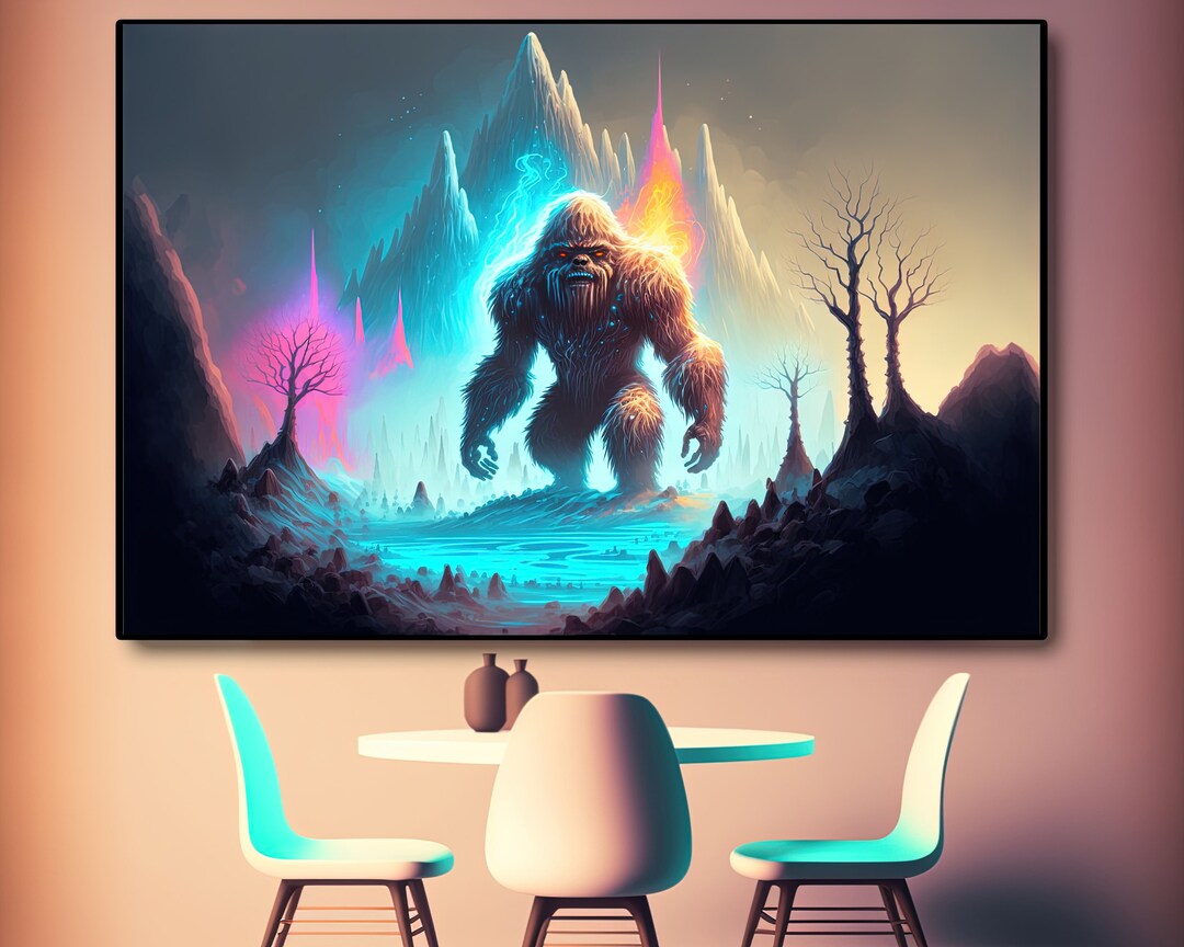 Yeti Art, Yeti Wall Decor, Abominable Snowman, Mythical Creature ...