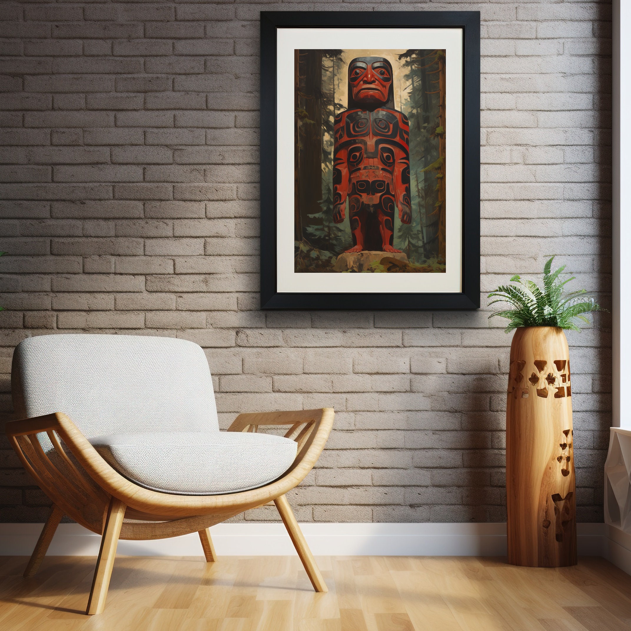 Haida Tribal Art Sasquatch Print, Bigfoot Statue, Pacific Northwest ...