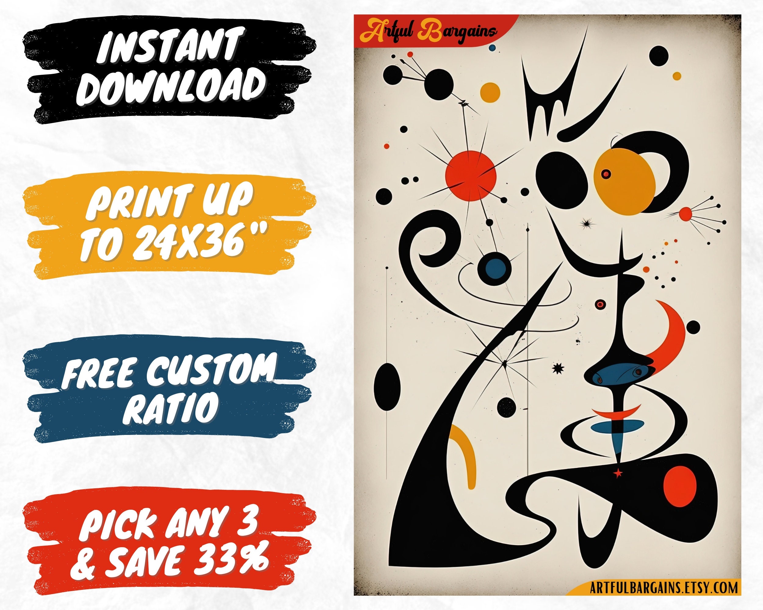 Joan Miro Art Print, Miro Inspired Printable Wall Art, Miro Poster ...