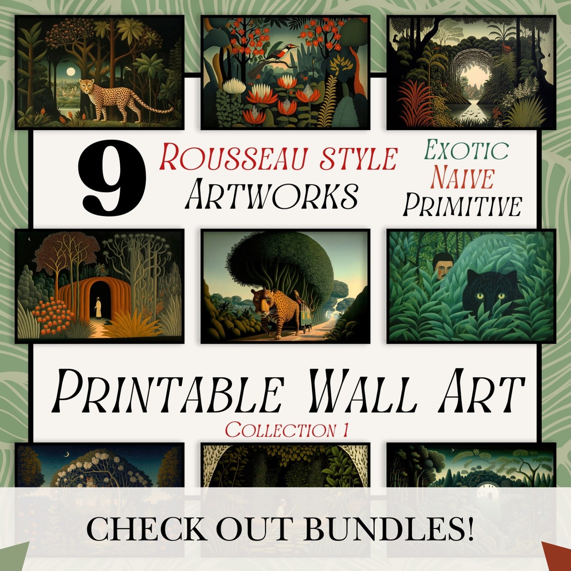 Henri Rousseau Art Print, Exotic Art, Rousseau Inspired Printable Wall ...