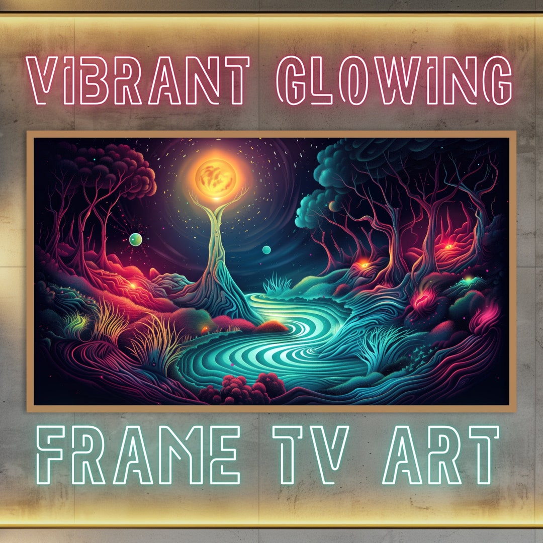 Frame TV Art, Trippy Surreal Landscape, Vibrant Neon Wall Art, Samsung ...