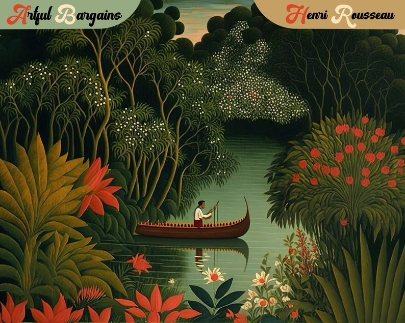 Henri Rousseau Art Print, Exotic Art, Fisher, Jungle Canoe Painting ...
