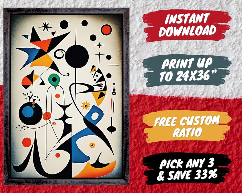 Joan Miro Art Print, Miro Poster, Miro Inspired Printable Wall Art ...