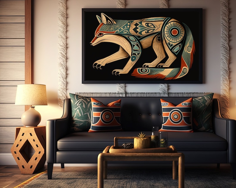 Impression d'art tribal haïda, amérindien de la côte nord-ouest du ...