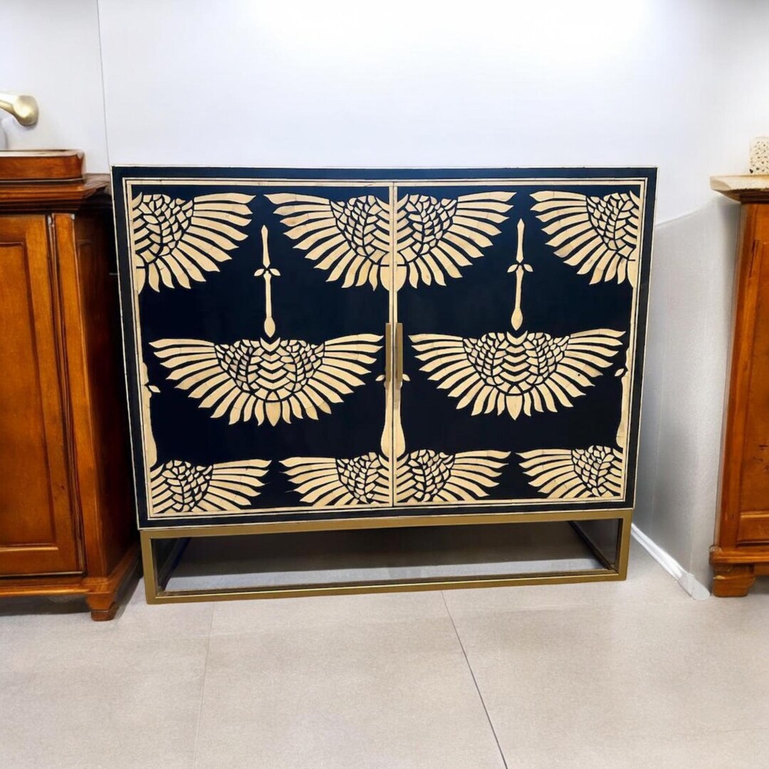 Bone Inlay Swan Chest of Drawer, Bone Inlay Sideboard, Bone Inlay ...