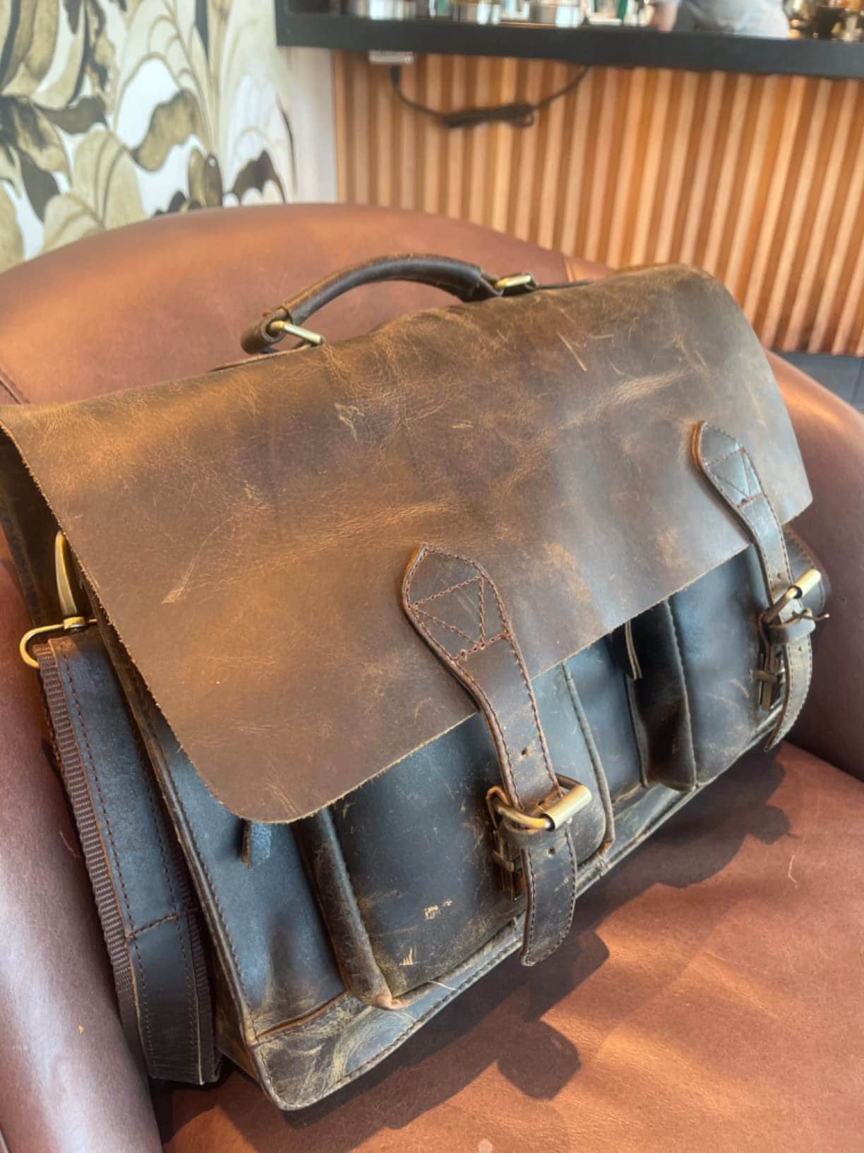 Retro Buffalo Hunter Leather Laptop Messenger Bag Office Briefcase ...