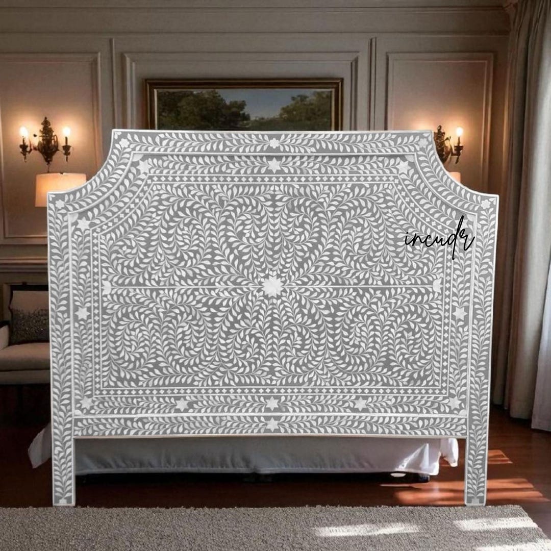 Handmade Bone Inlay Headboard | Inlay Bed Headboard | Bone Inlay ...