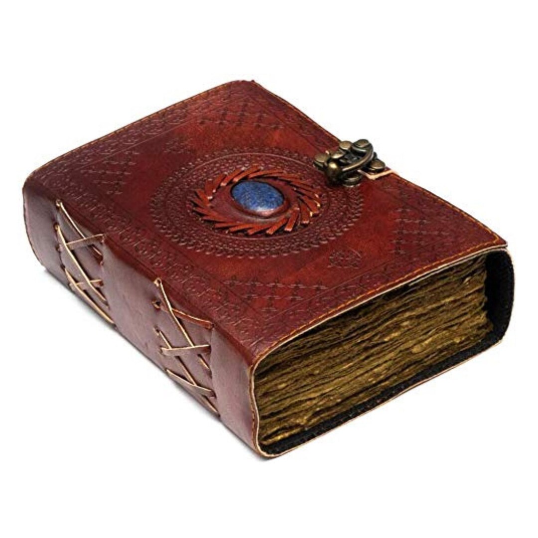 Vintage Leather Diary With Blue Stone & Antique Lock Notebook 200 Pages ...