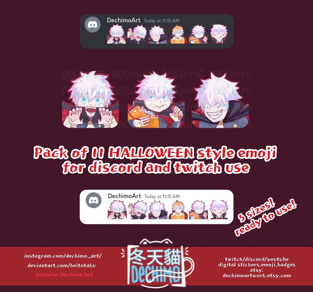 Vampire Cute Halloween Spooky Kawaii Discord Twitch Emotes, Emoji ...