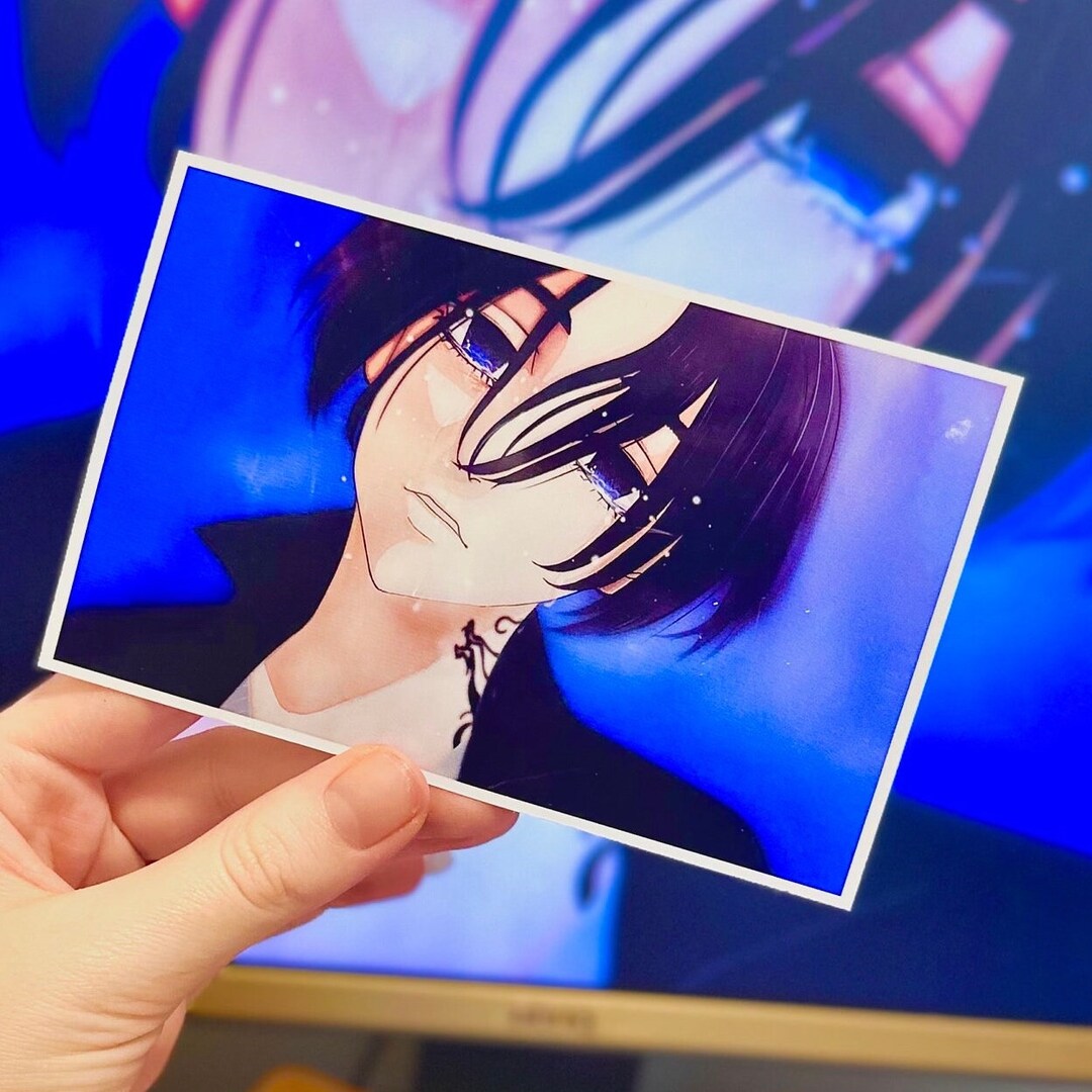 Full Gloss Sticker, Handsome Anime Boy, Black Hair Anime Boy Sticker ...