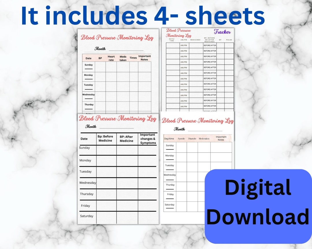 A-5 Size Monthly Blood Pressure, Blood Pressuretracker, BP Log Book ...