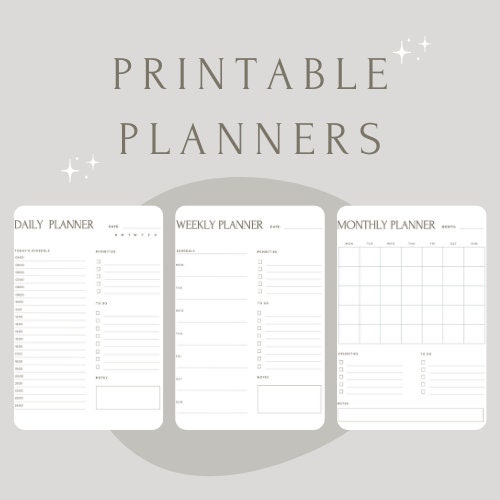 Printable Daily, Weekly, Monthly Planners - Etsy