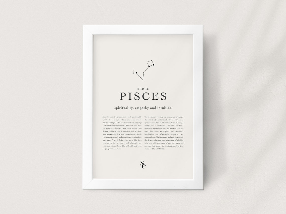 Pisces Star Sign Instant Download Print Pisces Gift Zodiac Printable ...