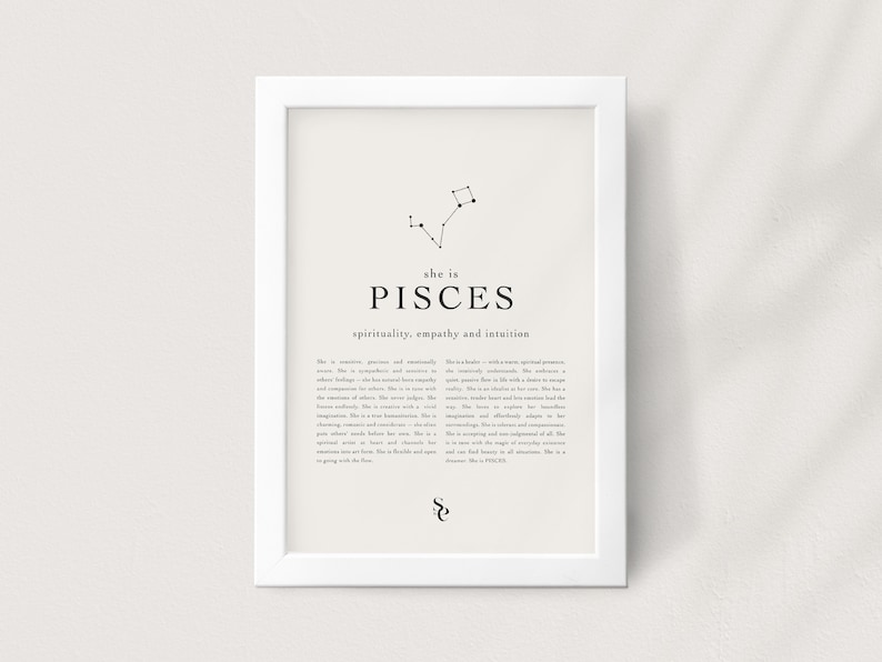 Pisces Star Sign Instant Download Print Pisces Gift Zodiac Printable ...