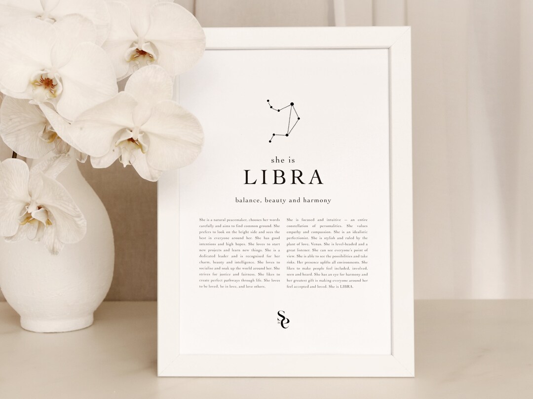 Signature Libra Star Sign Instant Download Print, Libra Gift, Zodiac ...