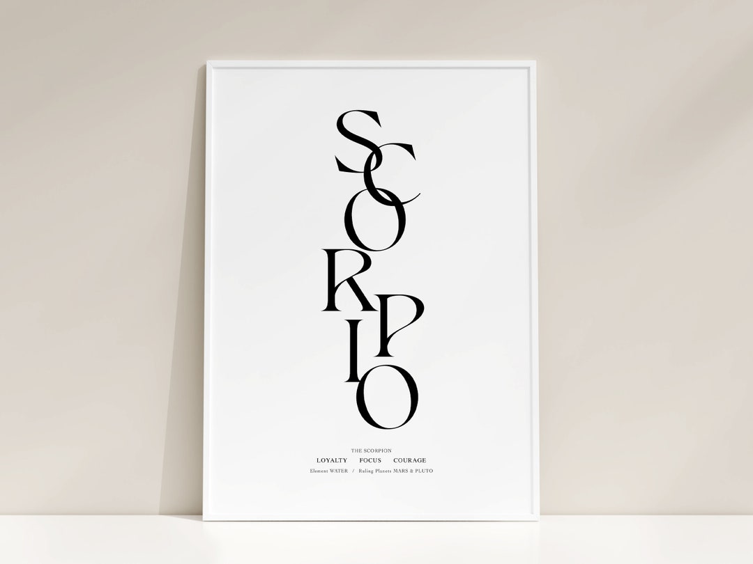 Scorpio Star Sign, Instant Download Print, Simple Print, Scorpio Gift ...