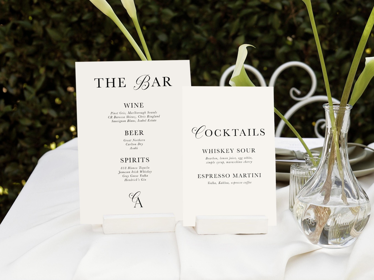 Bar Drinks Menu Wedding Digital Template Bar & Cocktail Menu Signage ...