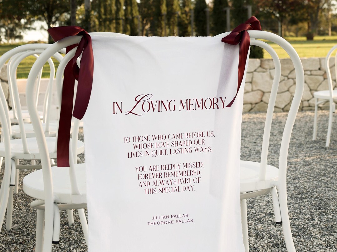 In Loving Memory Wedding Fabric Sign Personalised Cotton Memorial ...