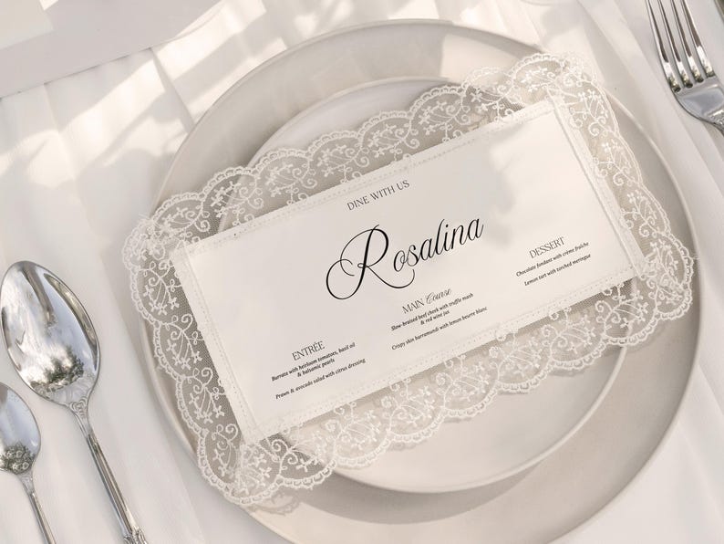 Wedding Menu Guest Name Landscape Romantic Menu Card Editable Digital ...