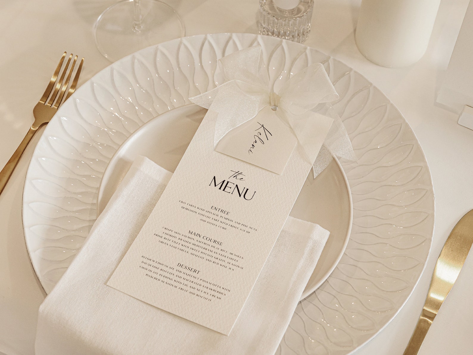 Wedding Menu Cards Place Settings Bundle Digital Template Minimalist ...