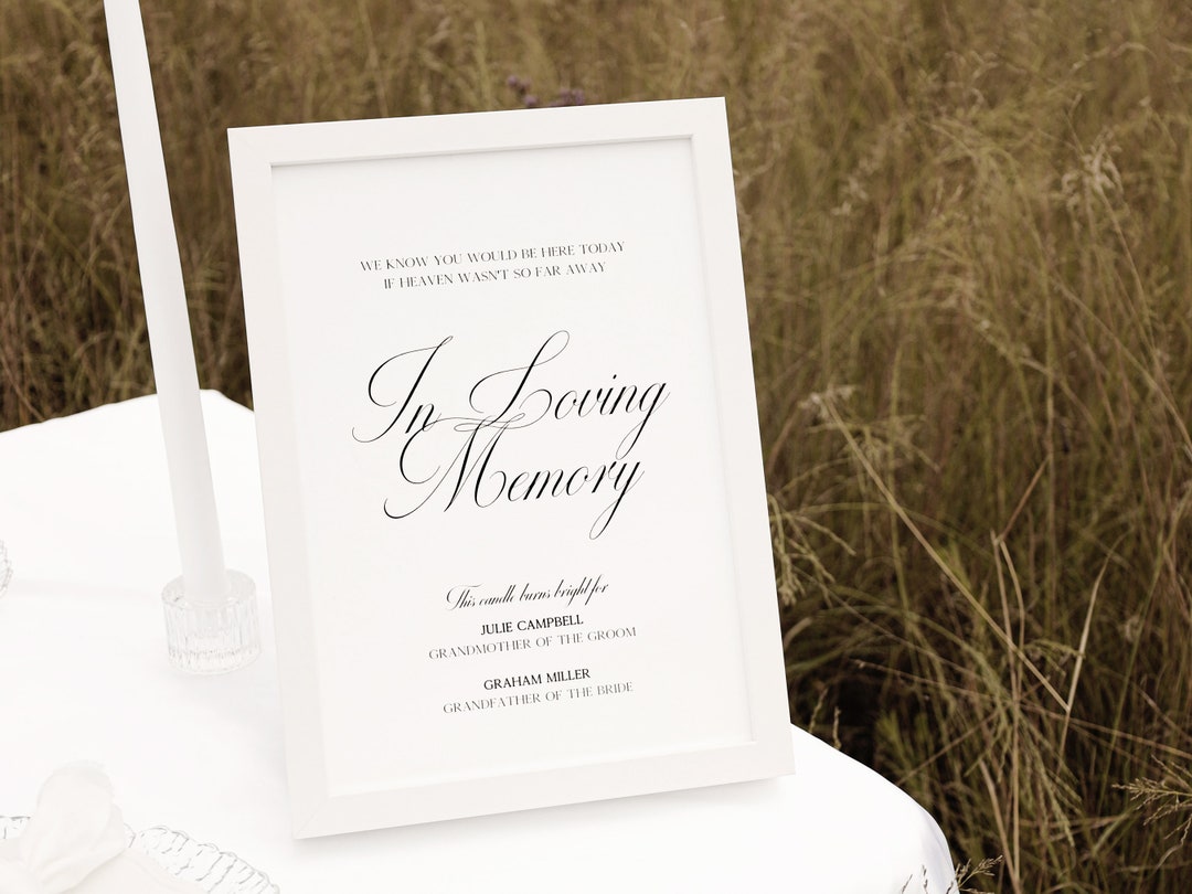 In Loving Memory Wedding Sign Digital Download Beloved Tribute Elegant ...