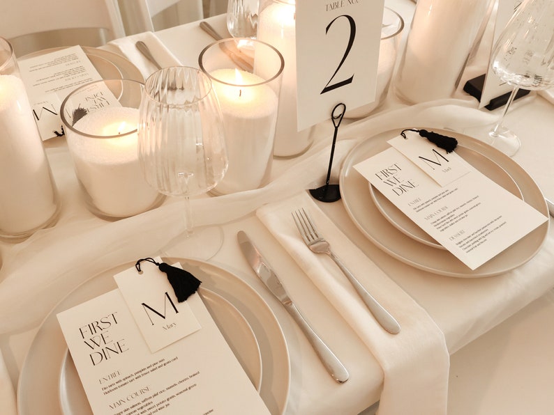 Wedding Bundle Menu and Name Card Digital Template Minimal - Etsy