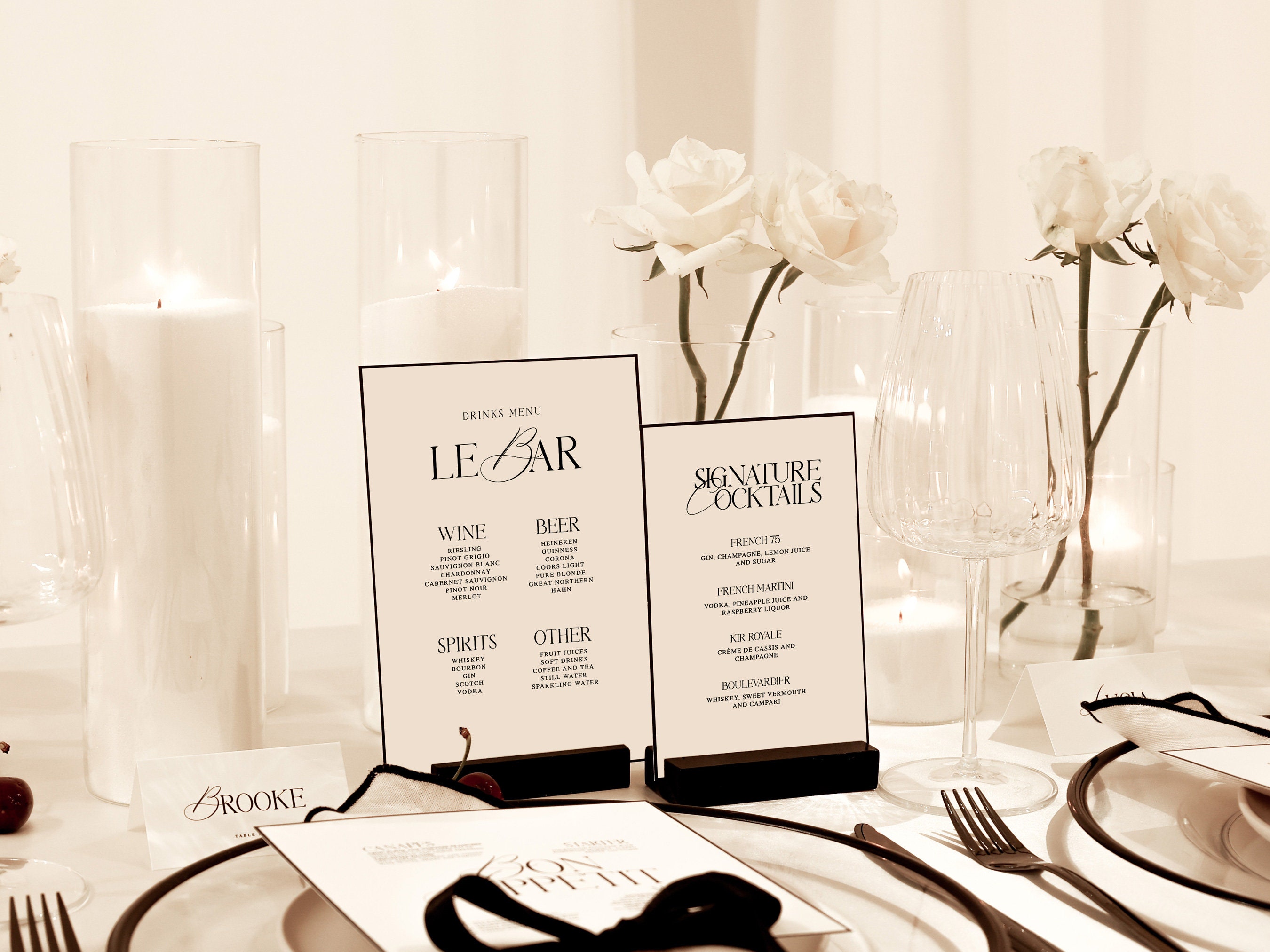 Wedding Drinks Menu Set Bar Menu & Signature Cocktail Menu Templates ...