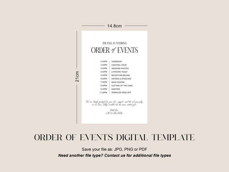 Wedding Program Template Editable Order of Events Sign A5 Digital ...