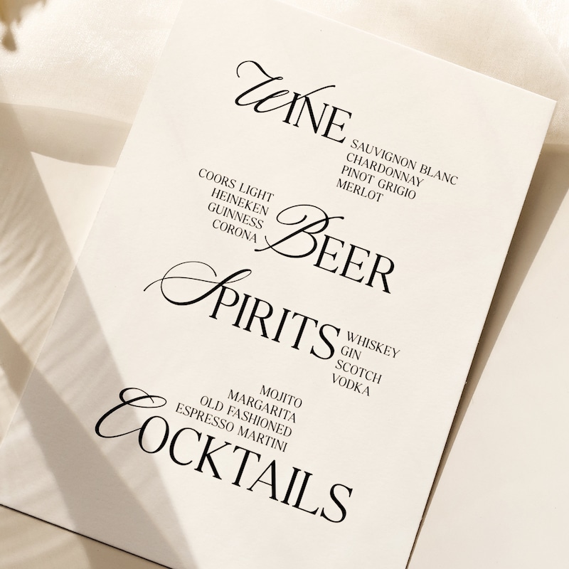 Abstract Wedding Bar Menu - Etsy