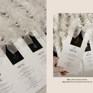 Minimal Printed Wedding Menu and Name Card for Event Nora Customizable ...