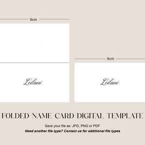 Folded Name Card Template Editable Guest Place Card 9x10cm Tented Name ...