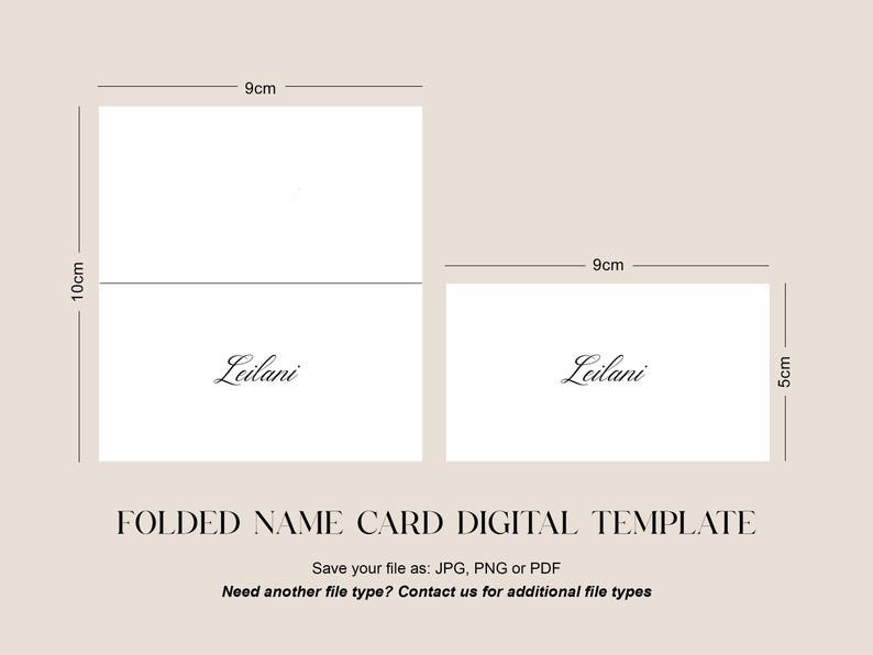 Folded Name Card Template Editable Guest Place Card 9x10cm Tented Name ...