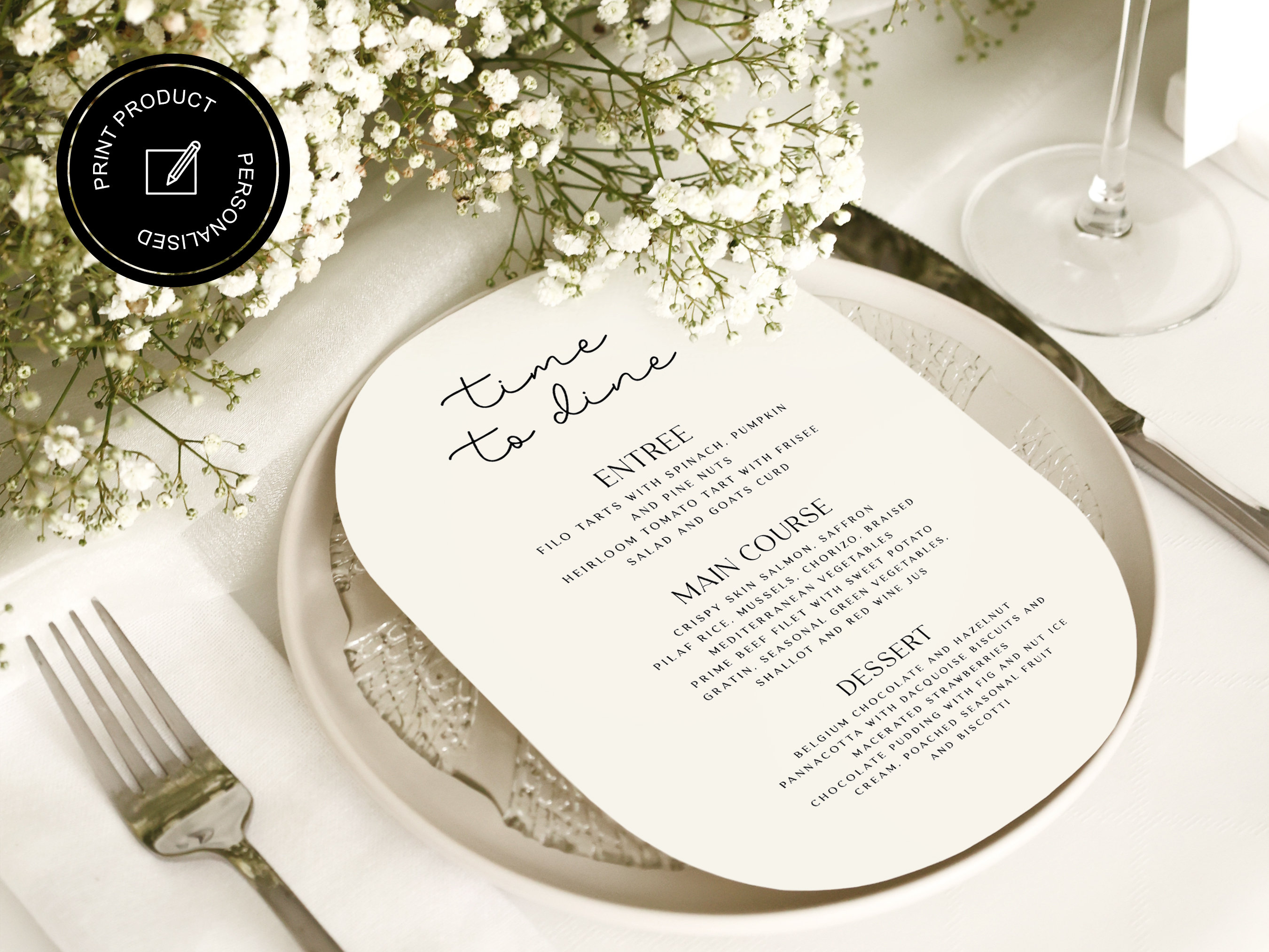 Wedding Menu Name Card Double Sided 2-in-1 PRINT READY Menu Event ...