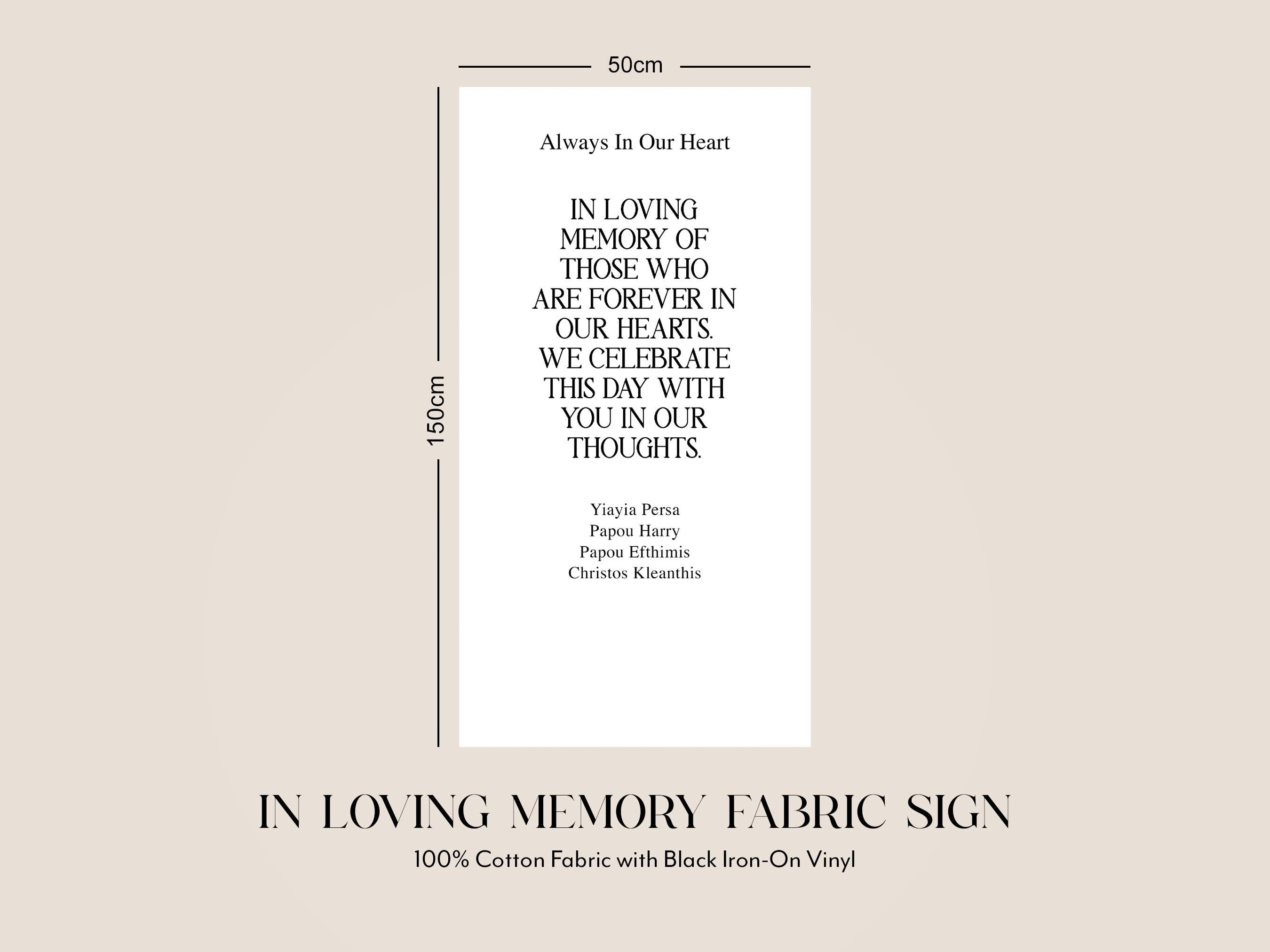 In Loving Memory Cotton Fabric Sign Personalized Tribute With Names ...