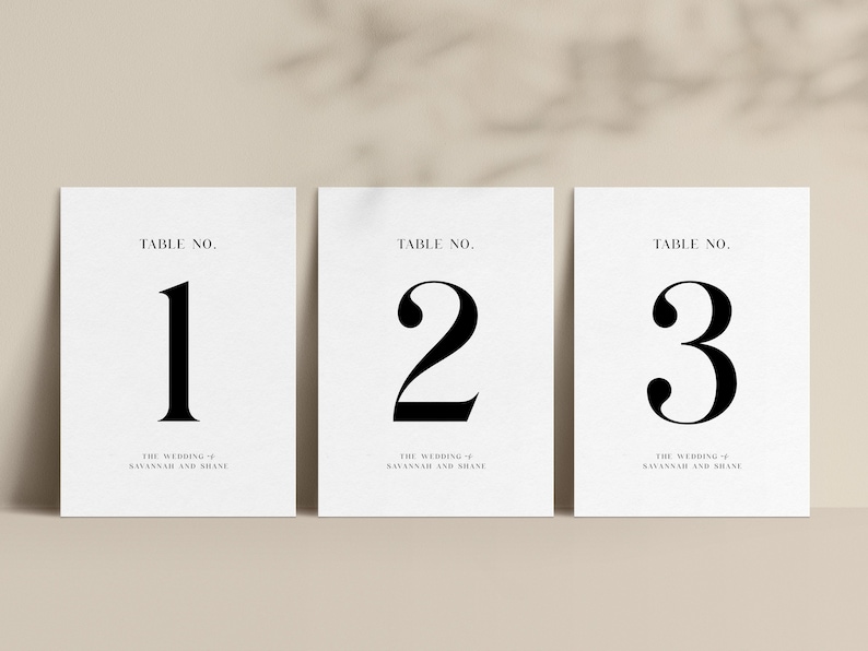 Wedding Table Numbers Simple Print Table Number for Event - Etsy