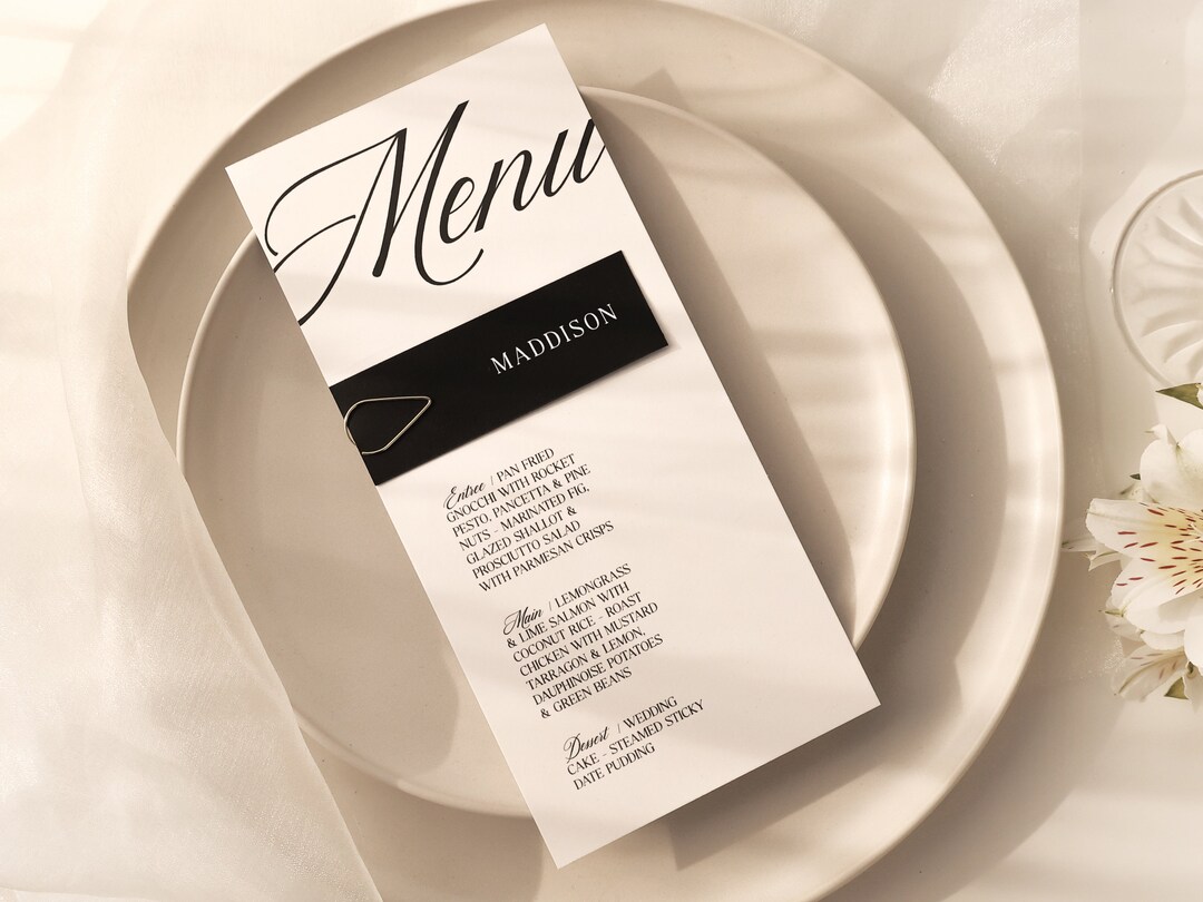 Menu and Name Card Digital Template Wedding Menu,event Table Decoration ...
