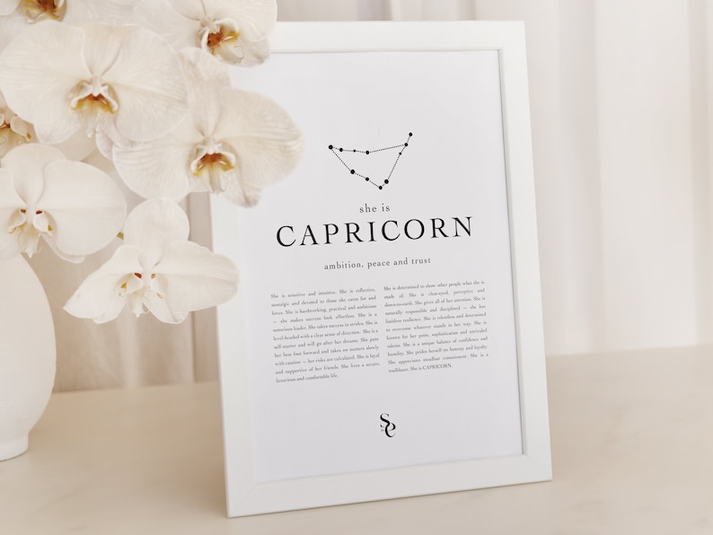 Signature Capricorn Star Sign Instant Download Print, Zodiac Printable ...