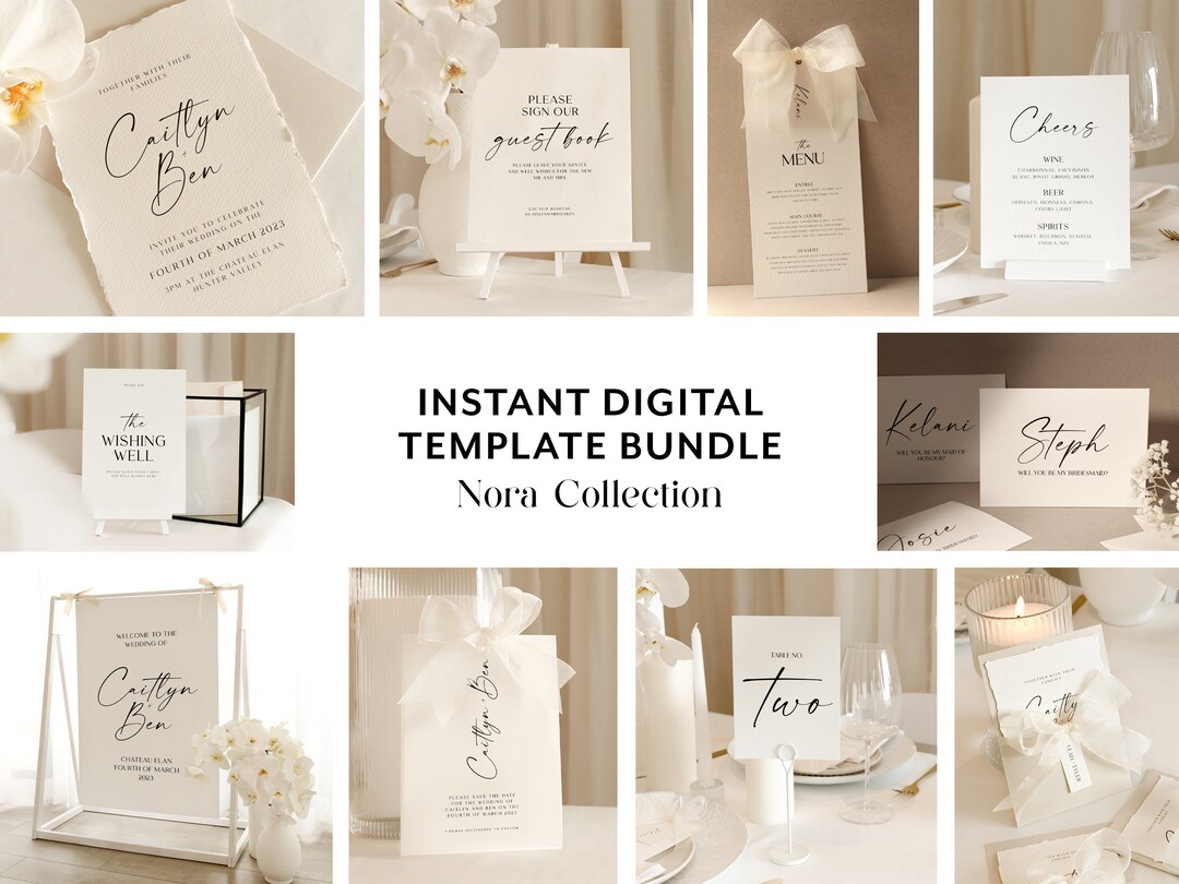 Wedding Template Bundle Print Template Simple Editable Invite Template ...