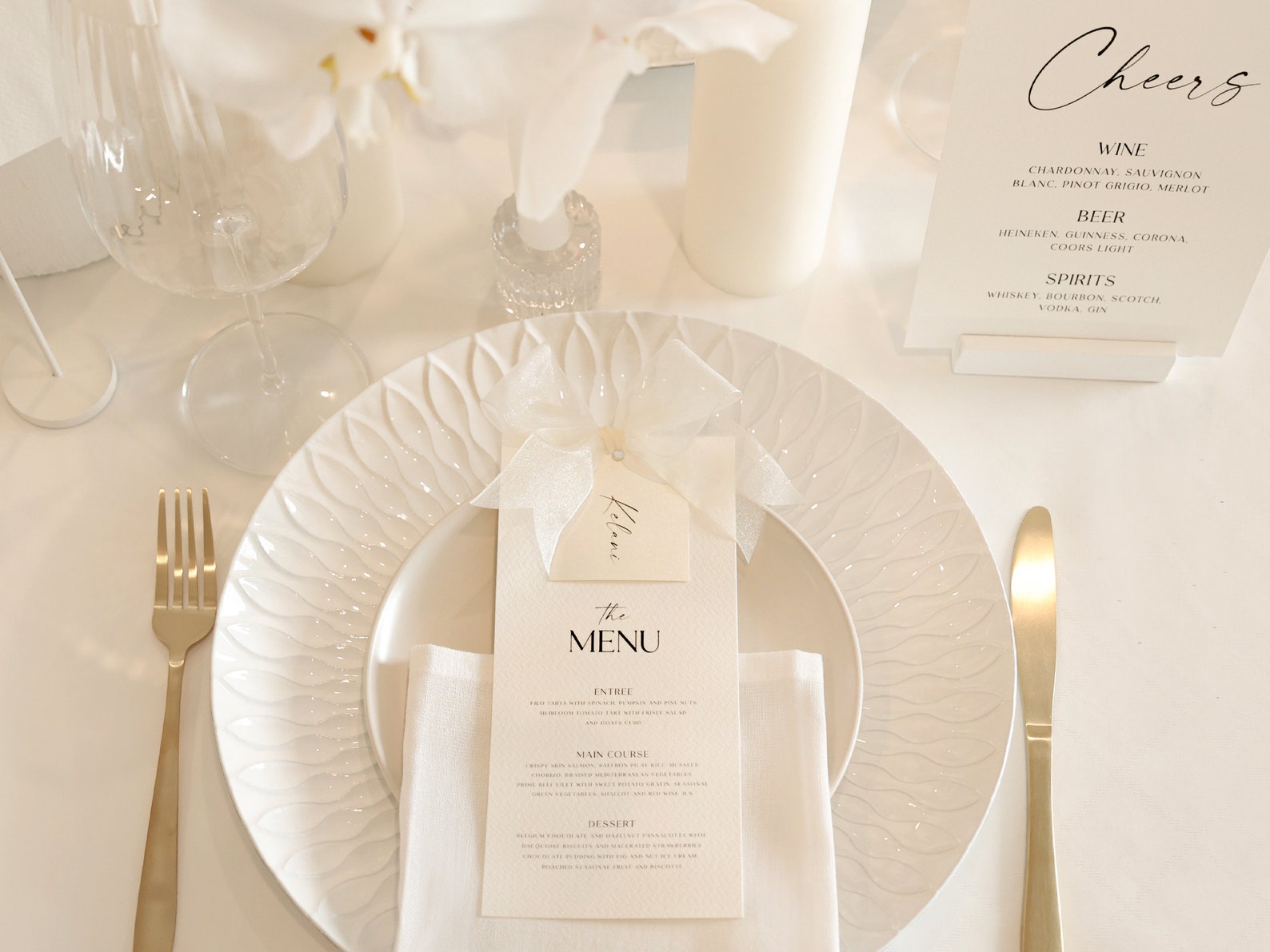 Wedding Menu Cards Place Settings Bundle Digital Template - Etsy Canada