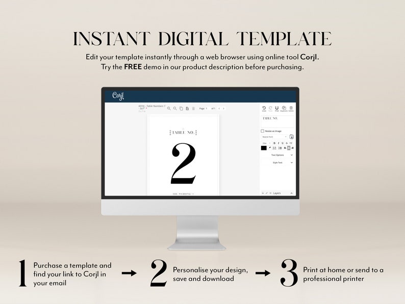 Wedding Table Numbers Simple Print Table Number for Event - Etsy