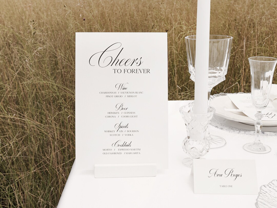 Cheers to Forever Wedding Drinks Menu Template Event Drinks Menu to ...