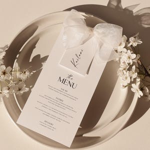 Wedding Menu Cards Place Settings Bundle Digital Template Minimalist ...